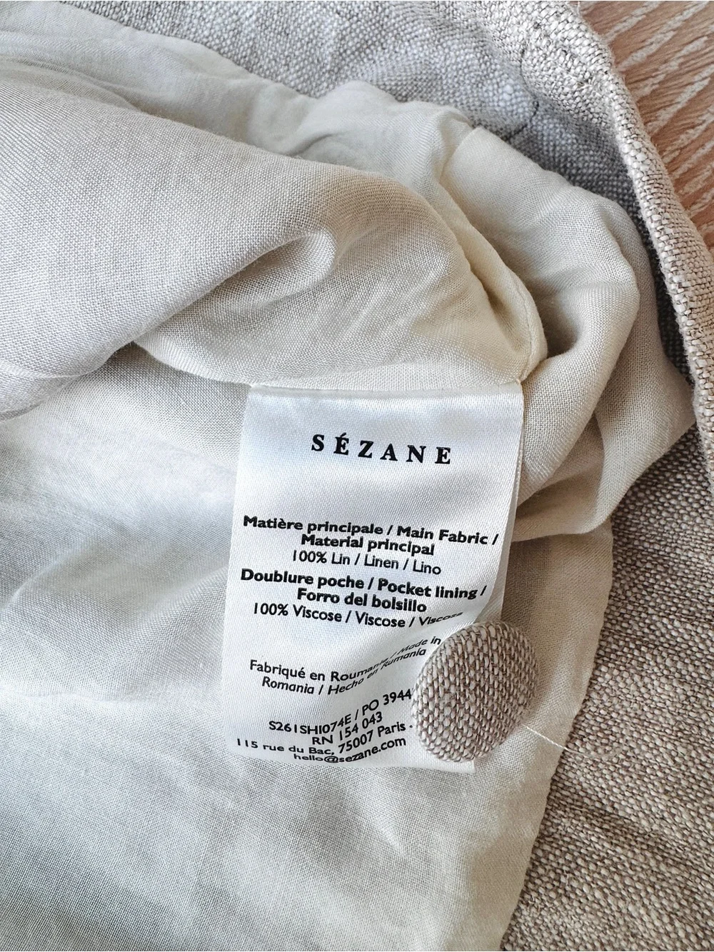 Sezane | Tops | Szane Nevaty Shirt In Mottled Beige | Poshmark